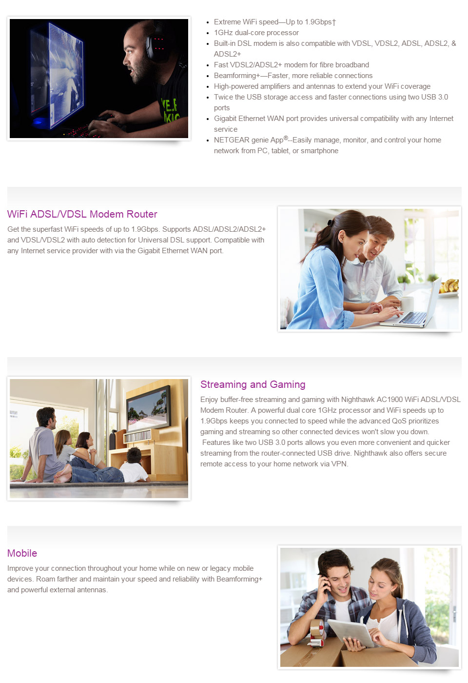 Buy Netgear D7000 Nighthawk Dual-Band AC1900 Modem Router (Open Box ...