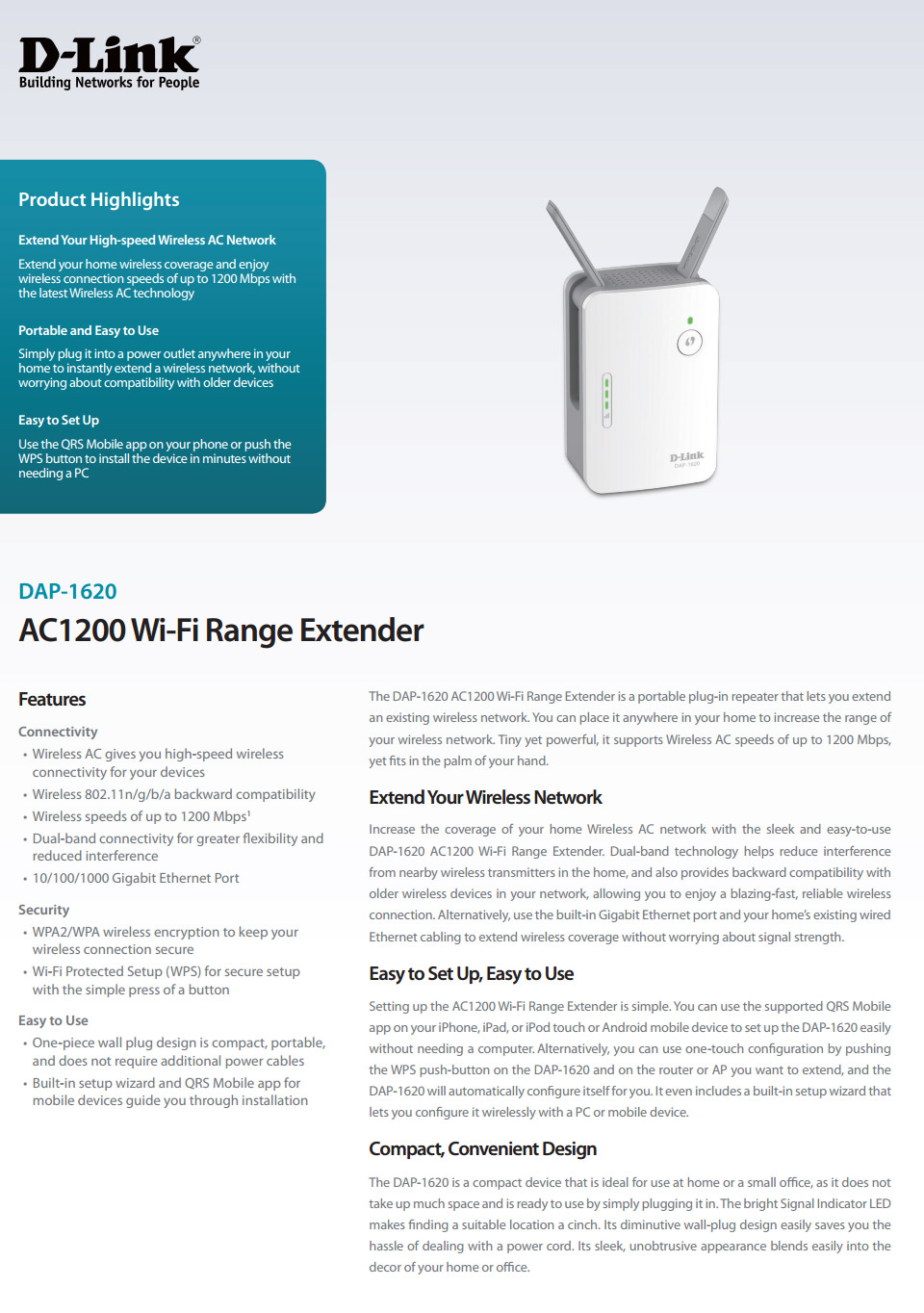 Buy D-Link DAP-1620 AC1200 Wi-Fi Range Extender [DAP-1620] | PC Case ...