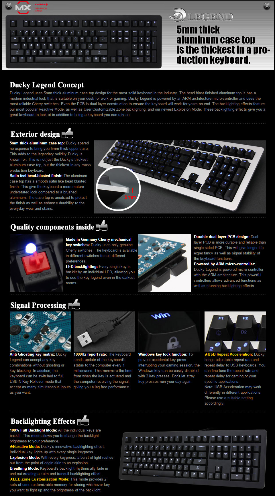 Buy Ducky Legend Mech Keyboard White LED Cherry Blue [DKLE1408S ...