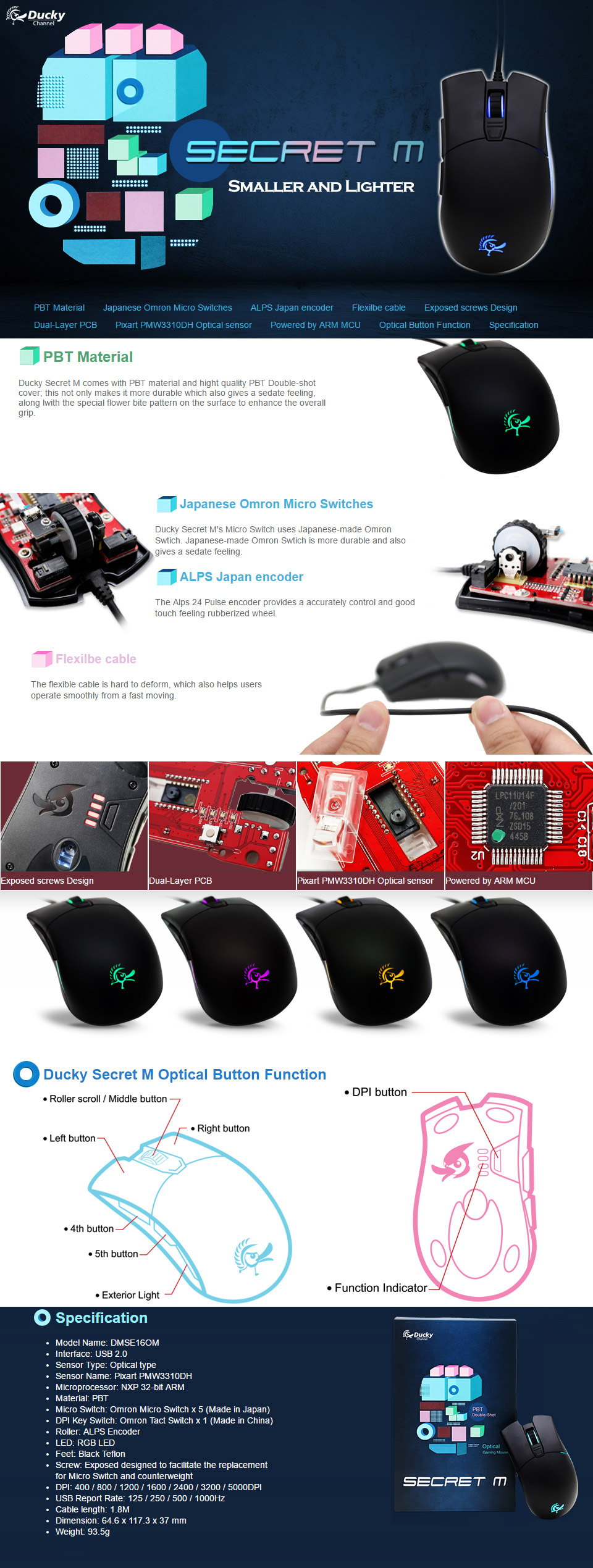 Buy Ducky Secret M Mouse [DMSE16OM] | PC Case Gear Australia
