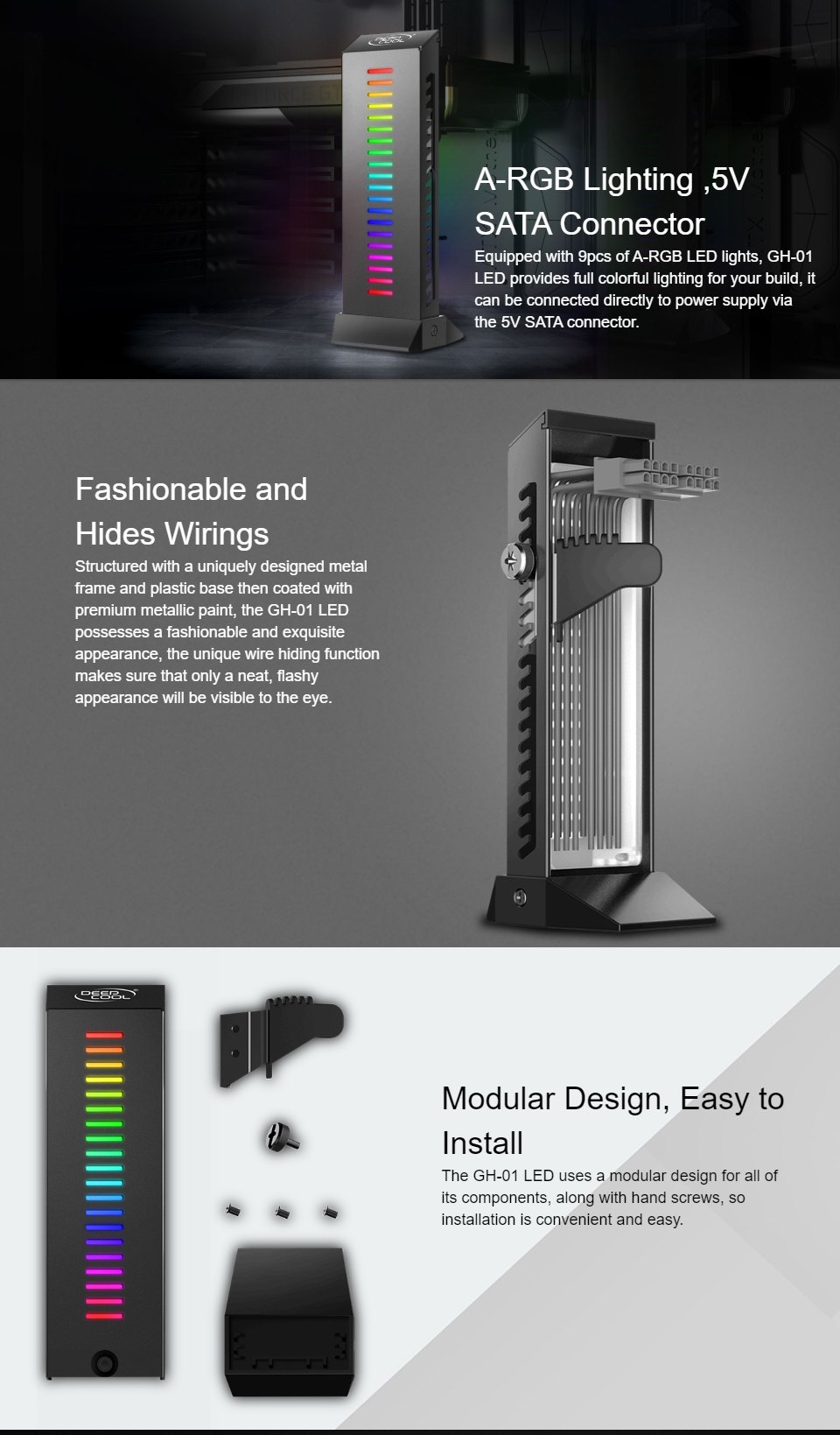 Buy Deepcool GH-01 LED GPU Support [DP-GCH01-GH01-LED] | PC Case Gear ...