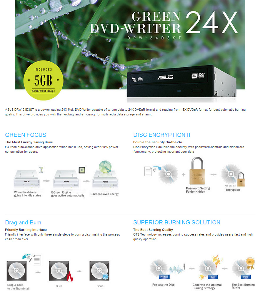 Buy ASUS DRW-24D3ST 24x DVD Writer [DRW-24D3ST] | PC Case Gear Australia