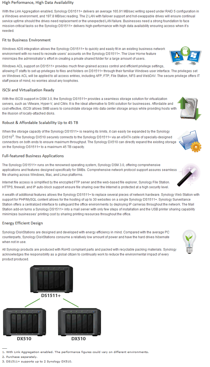 Buy Synology DS1511+ 5-Bay NAS [DS1511-P] | PC Case Gear Australia