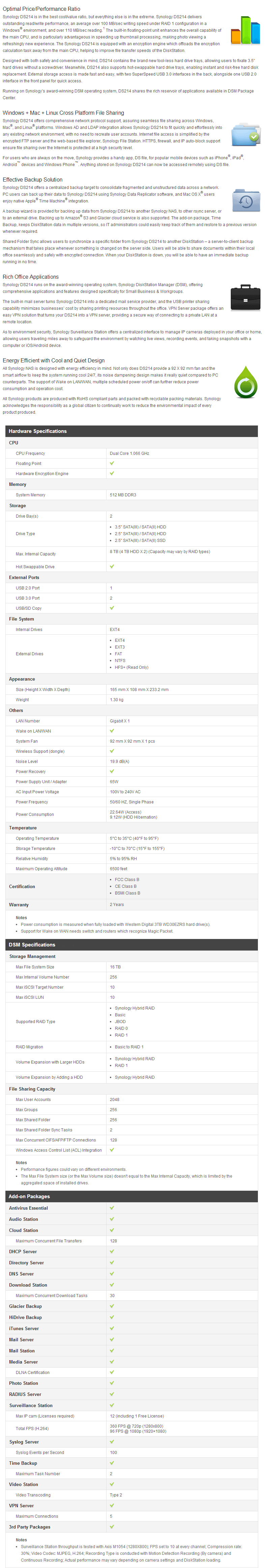 Buy Synology DS214 2 Bay NAS [DS214] | PC Case Gear Australia