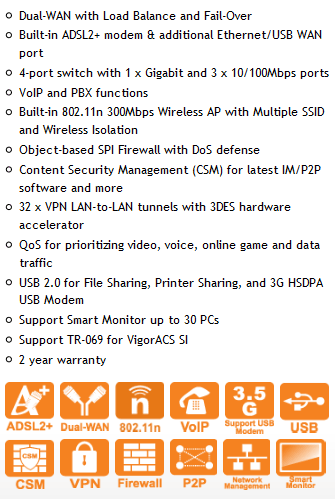 Buy Draytek 2820Vn Dual WAN Wireless N ADSL2+ Modem Router [DT-DV2820VN ...