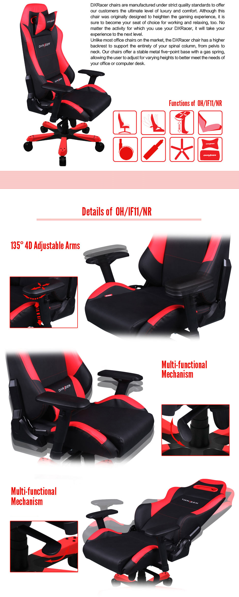 Buy DXRacer IF11 Series Office/Gaming Chair Black & Red [DXR-IF11-RD ...