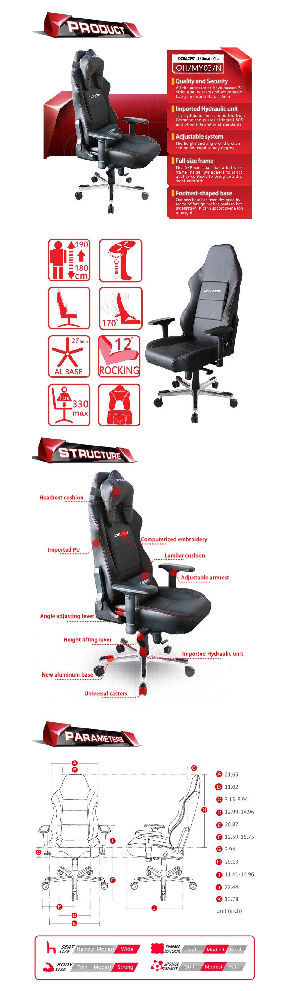 Buy DXRacer MY03 Series PC Executive Office Chair Black [zzzDXR-MY03-BK ...
