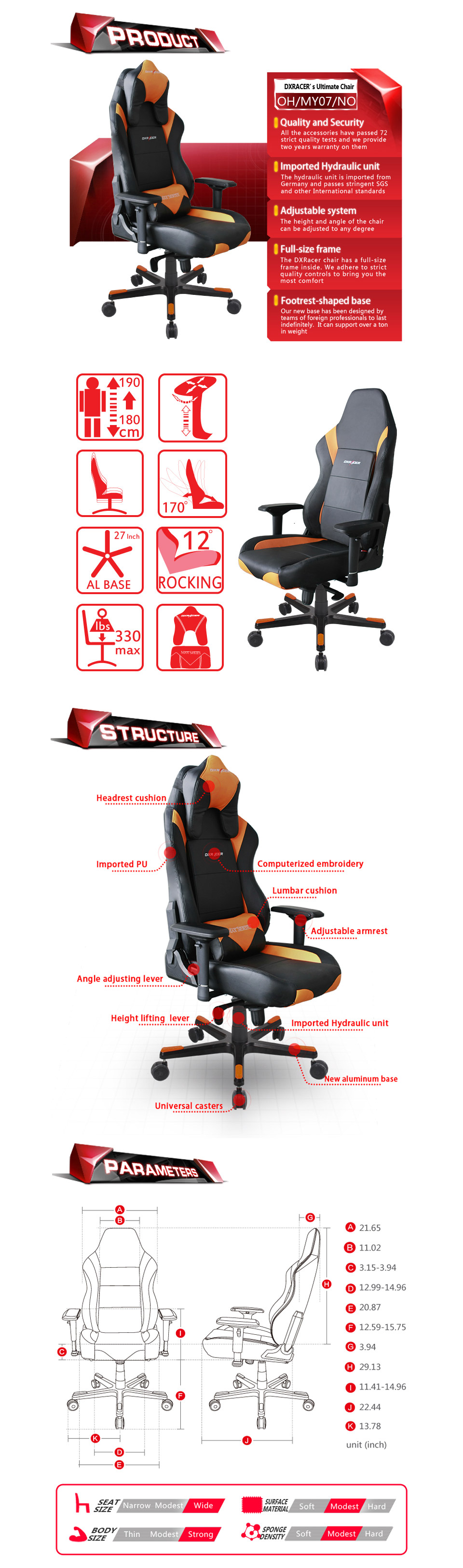 Buy DXRacer MY07 Series PC Executive Office Chair Black & Orange ...