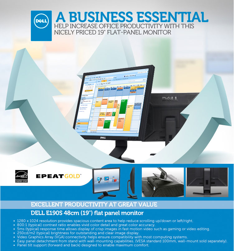 Buy Dell E190S 19in Flat Panel Monitor [E190S] | PC Case Gear Australia