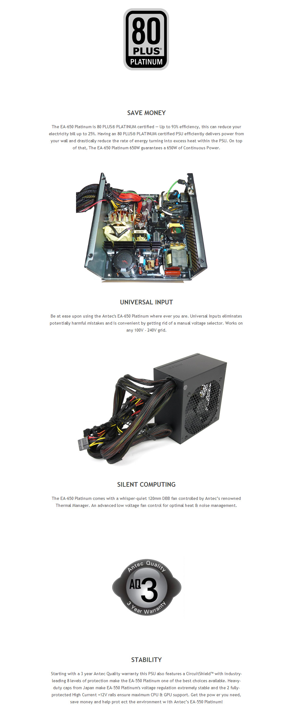 Buy Antec EA-650 Platinum Power Supply [EA-650-PLATINUM] | PC Case Gear ...