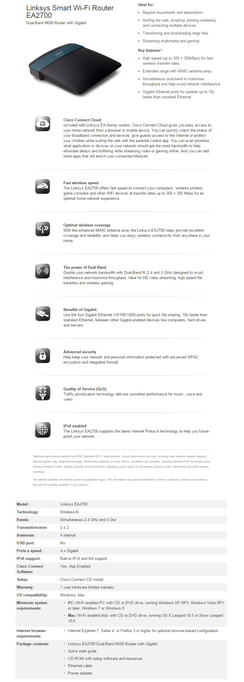 Buy Linksys EA2700 Dual Band N600 Smart Wi-Fi Router [EA2700] | PC Case ...