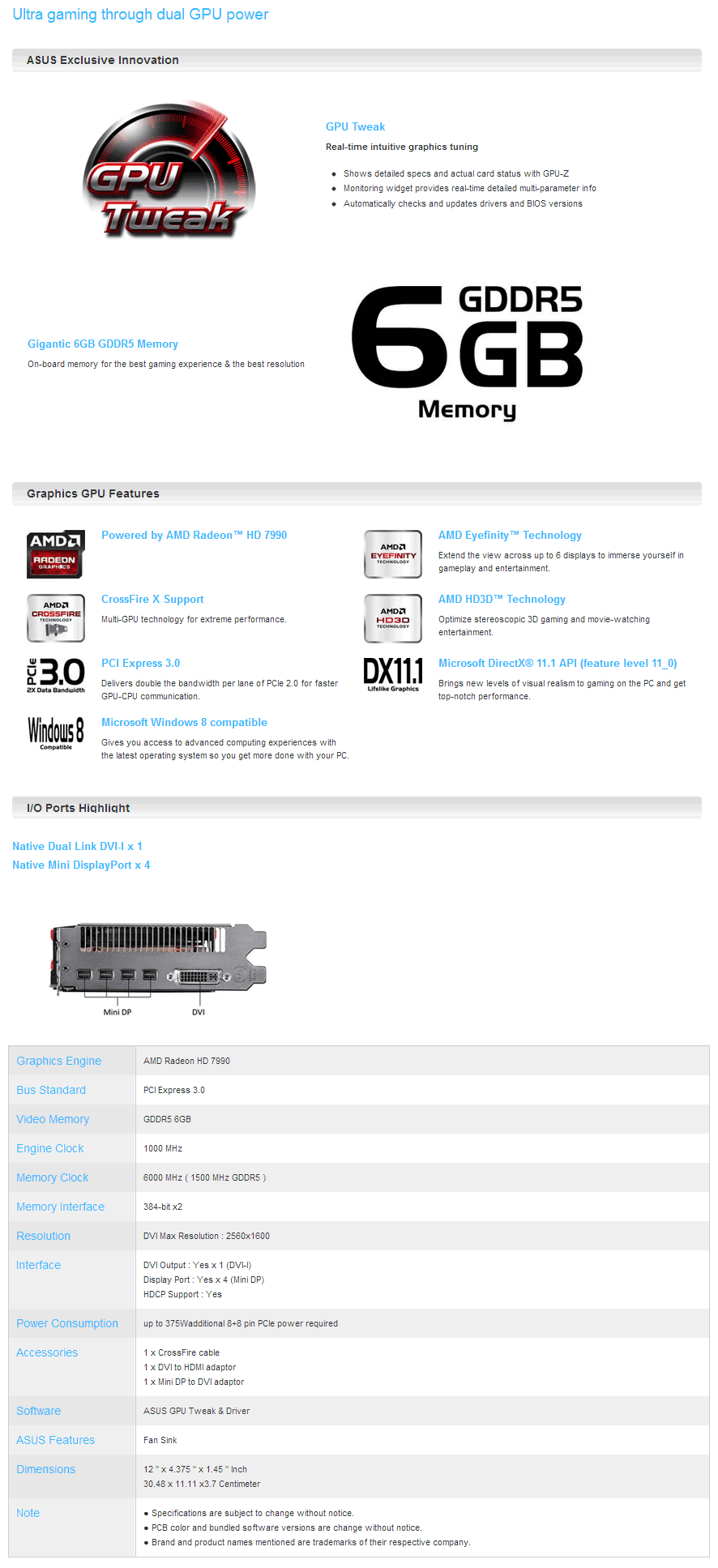 Buy ASUS Radeon HD7990 6GB [EAHD7990-6GD5] | PC Case Gear Australia