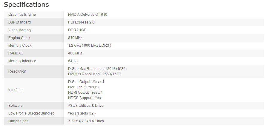 Buy ASUS GeForce GT 610 Silent 1GB [ENGT610-SL-1GD3-L] | PC Case Gear ...