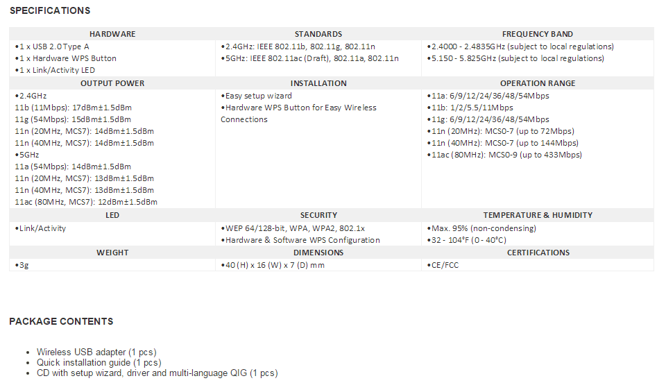 Buy Edimax EW-7811UTC AC600 Wireless Dual Band Mini USB Adapter [zzzEW ...