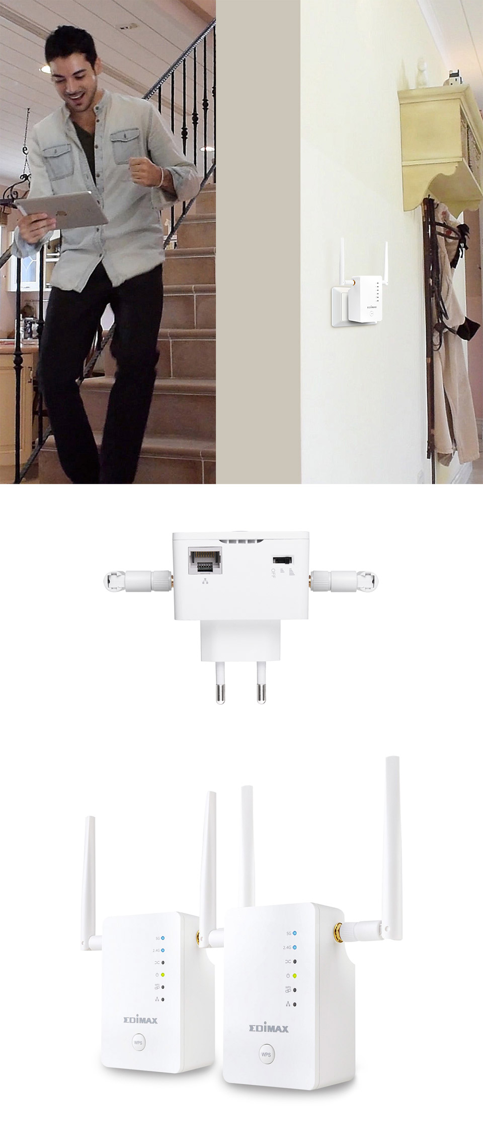 Buy Edimax Gemini RE11 AC1200 Gigabit Range Extender Roaming Kit [EW ...