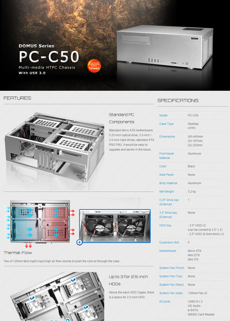 Buy Lian Li PC-C50B Multimedia HTPC Chassis Black (ex-display) [EXD-PC ...