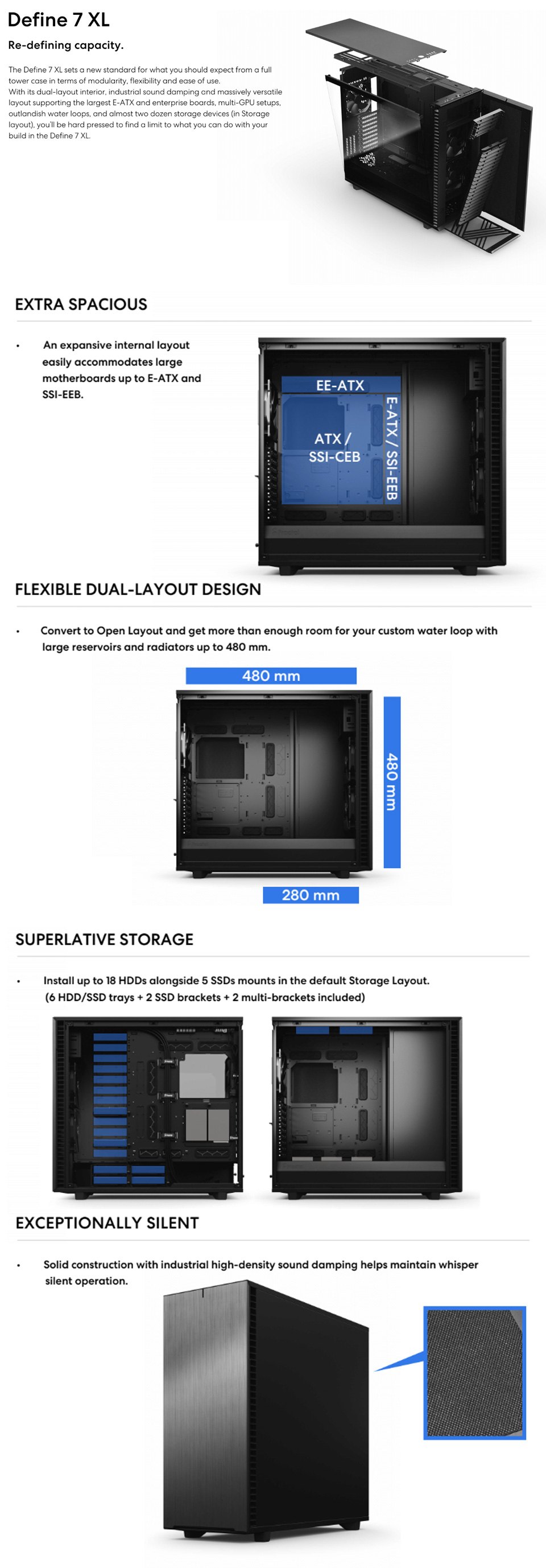 Buy Fractal Design Define 7 XL Tempered Glass Black [FD-C-DEF7X-02 ...