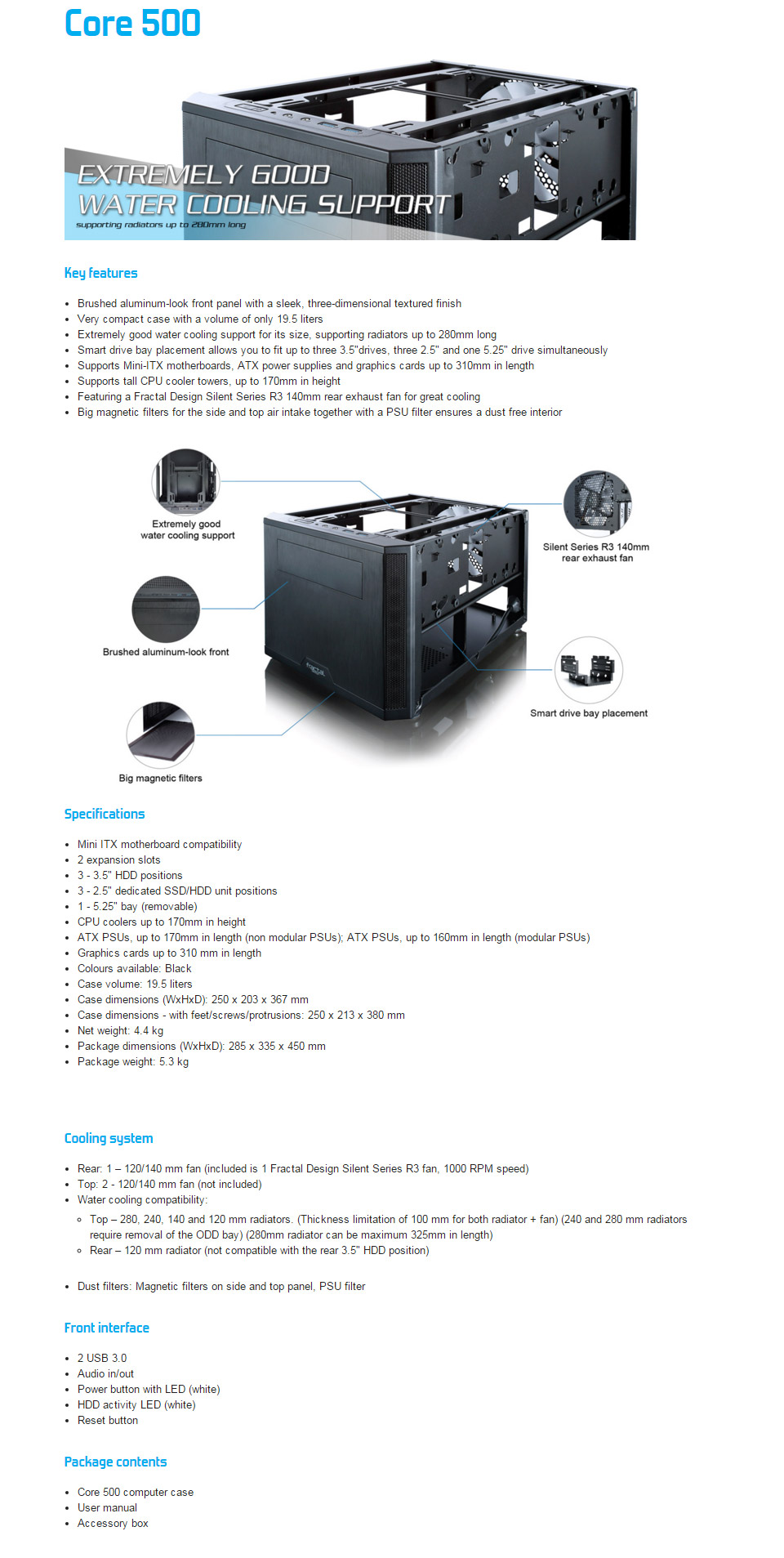 Buy Fractal Design Core 500 Mini-ITX Case Black [FD-CA-CORE-500-BK ...