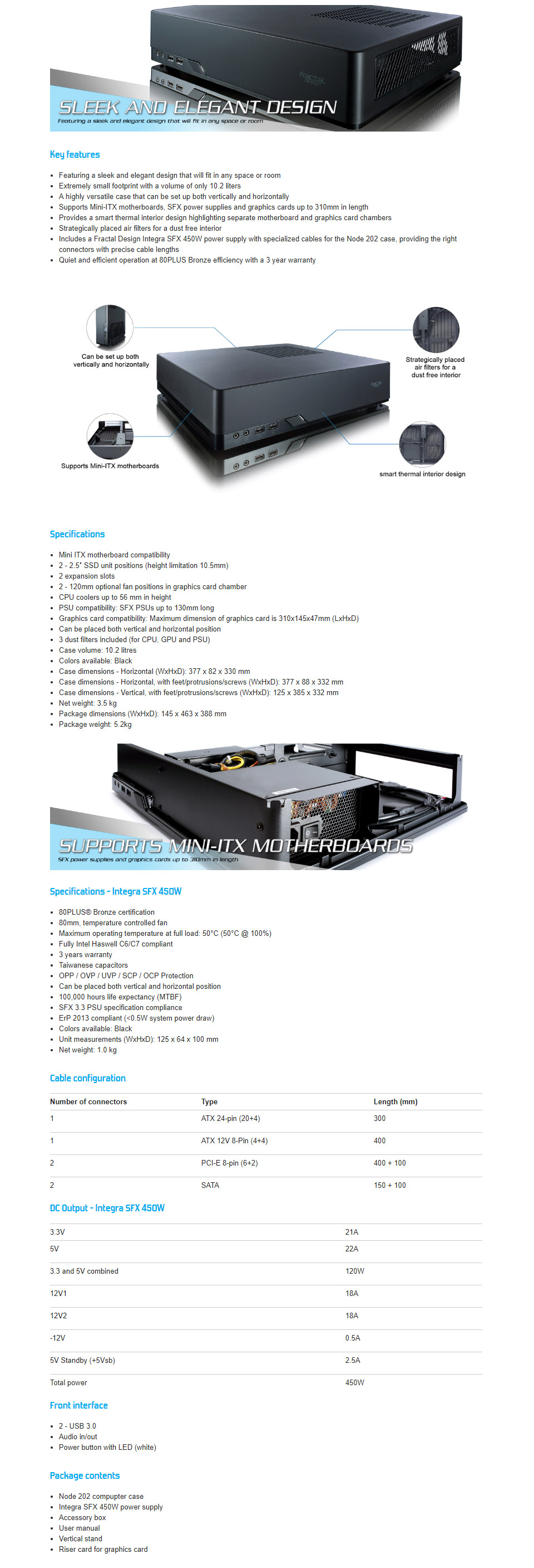 Buy Fractal Design Node 202 Case Black with Integra SFX 450W PSU [FD ...