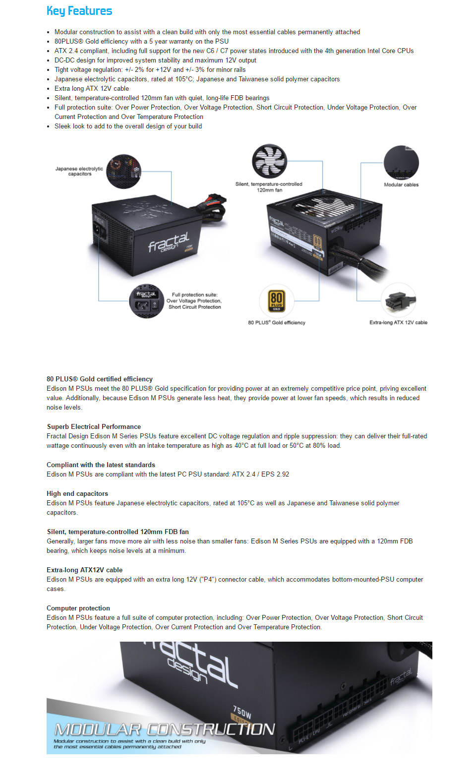 Buy Fractal Design Edison M 750W 80 Plus Gold Power Supply [FD-PSU-ED1B ...