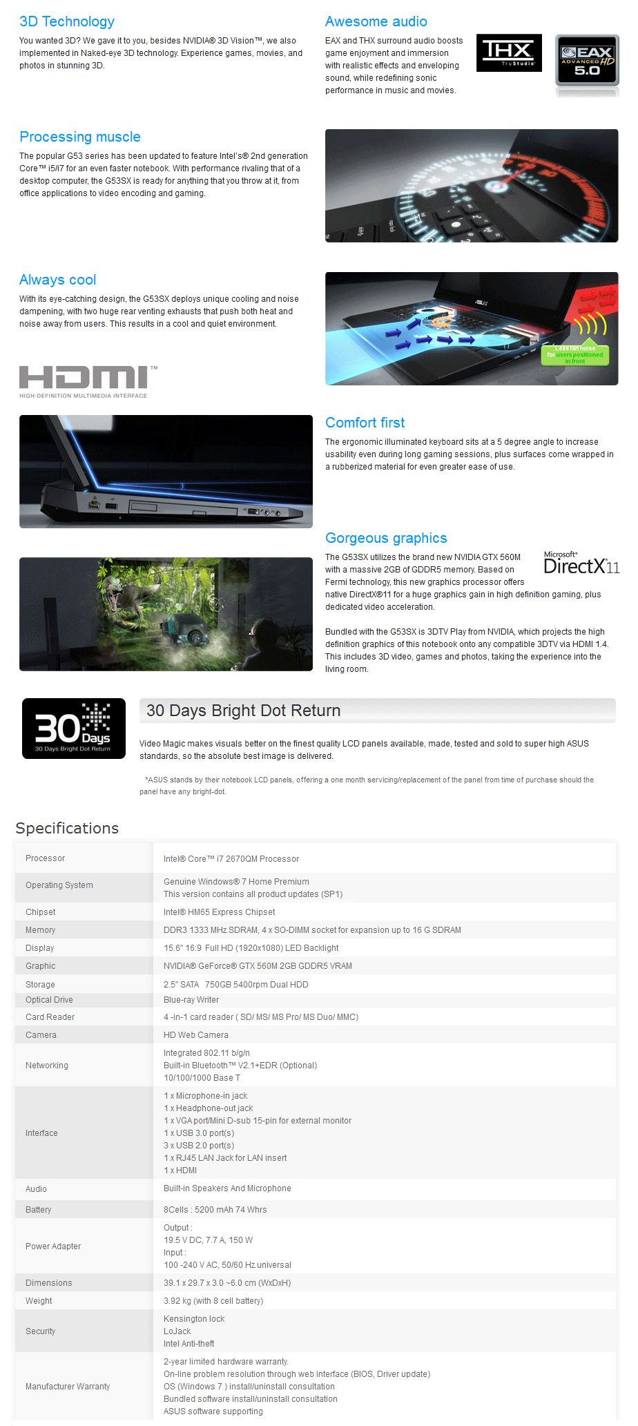 Buy ASUS G53SX-S1185V 15.6in Gaming Laptop [G53SX-S1185V] | PC Case ...