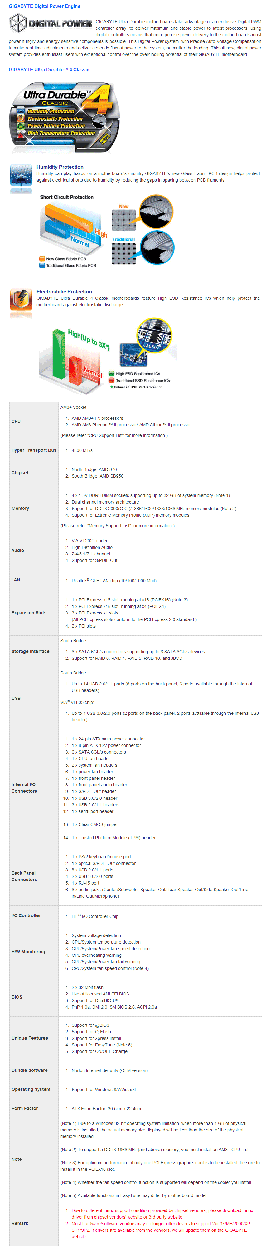 Buy Gigabyte GA-970A-D3P Motherboard [GA-970A-D3P] | PC Case Gear Australia