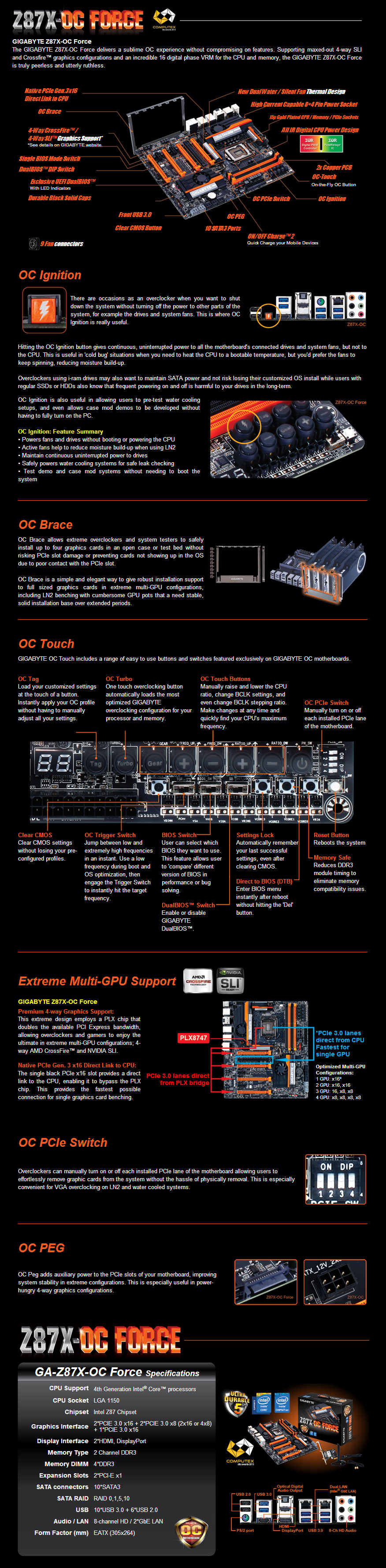 Buy Gigabyte GA-Z87X-OC-FORCE Motherboard [GA-Z87X-OC-FORCE] | PC Case ...