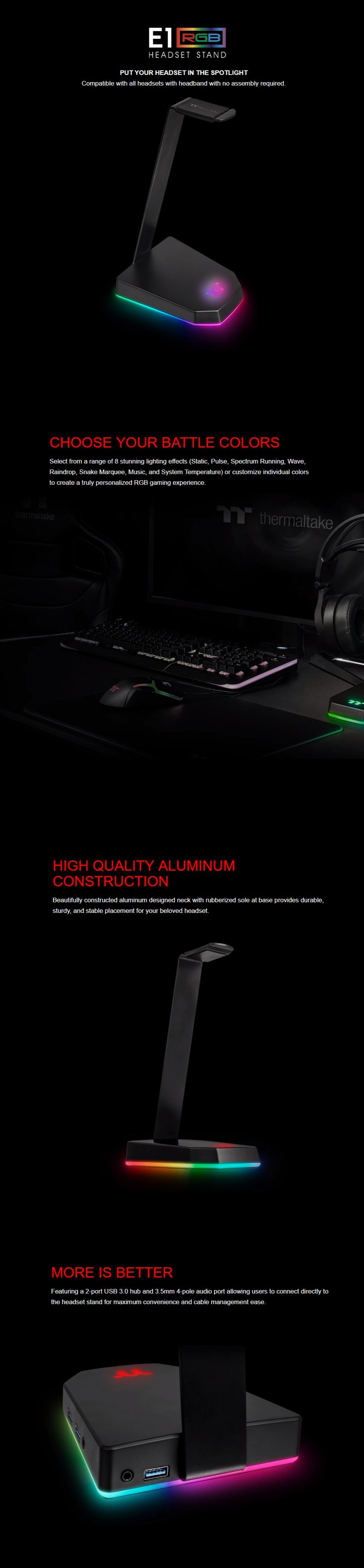 Buy Thermaltake Tt eSPORTS E1 RGB Gaming Headset Stand [GEA-TTP-THSBLK ...