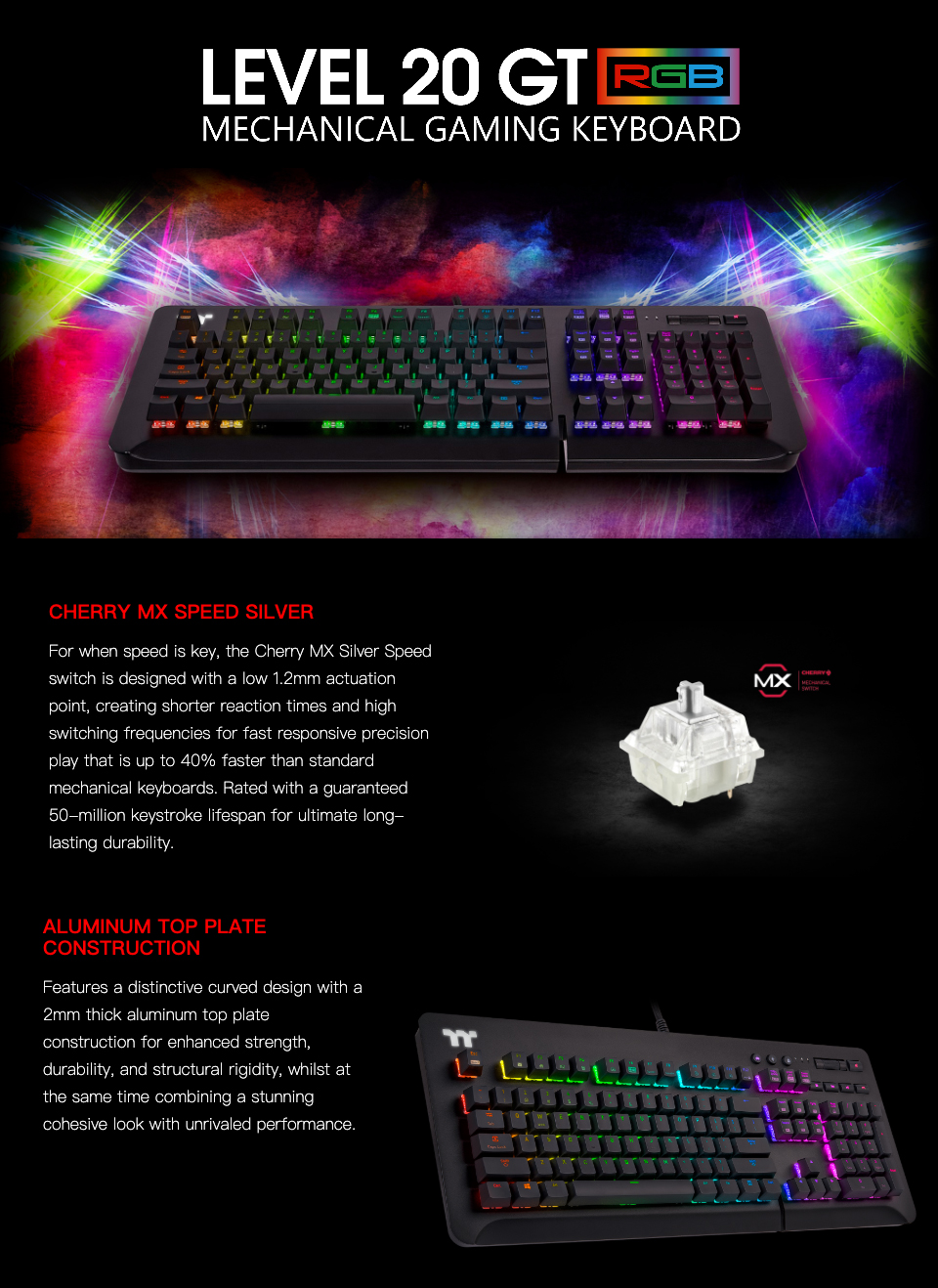Buy Thermaltake Level 20 GT RGB Mech Keyboard MX Silver [GKB-LVG-SSBRUS ...