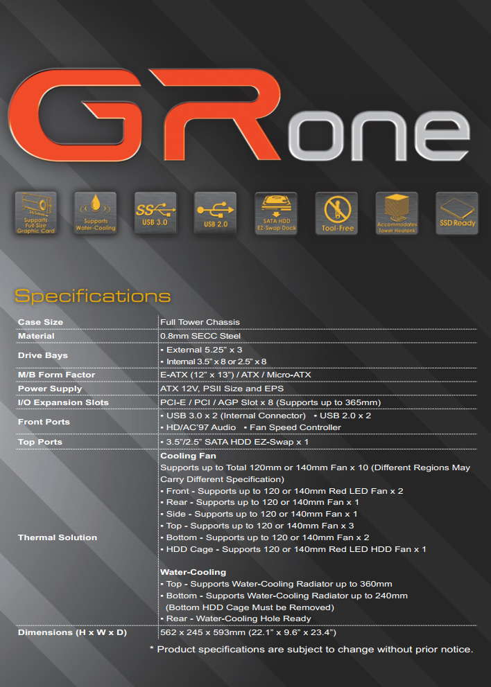 Buy In Win GR One Full Tower Gaming Case Dark Grey [zzzGRONE-DARKGREY ...