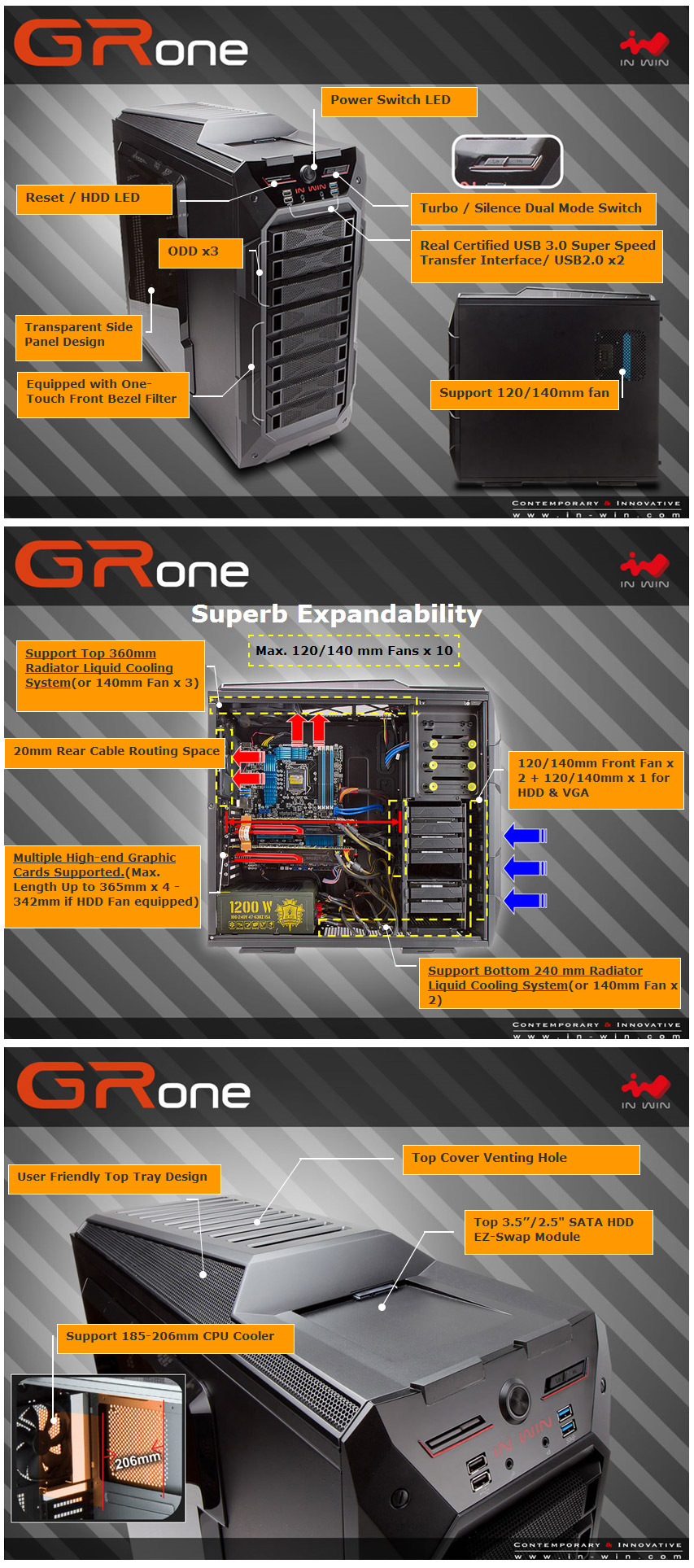 Buy In Win GR One Full Tower Gaming Case White [GRONE-WHITE] | PC Case ...