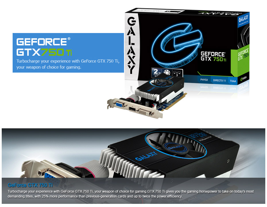 Buy Galaxy GeForce GTX 750 Ti Slim OC 2GB [GXY-GTX750TI-2GD5] | PC Case ...