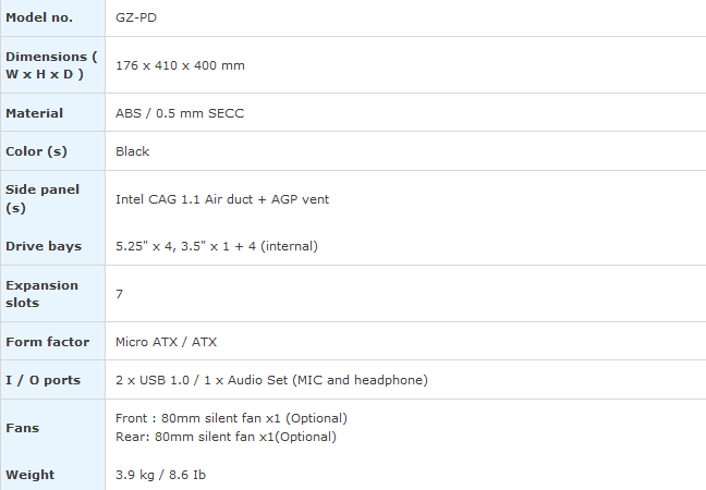 Buy Gigabyte GZ-PD Black Mid Tower Case [GZ-PD] | PC Case Gear Australia