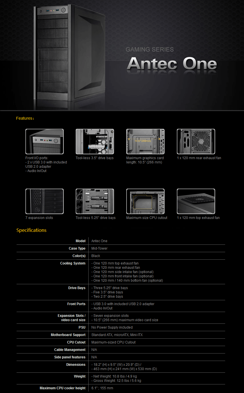 Buy Antec One Gaming Case [ONE] | PC Case Gear Australia