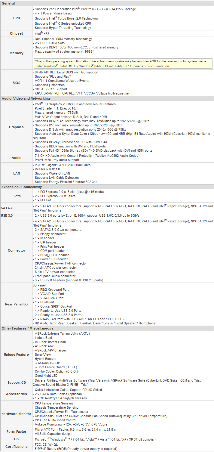 Buy ASRock H67M Motherboard [H67M] | PC Case Gear Australia