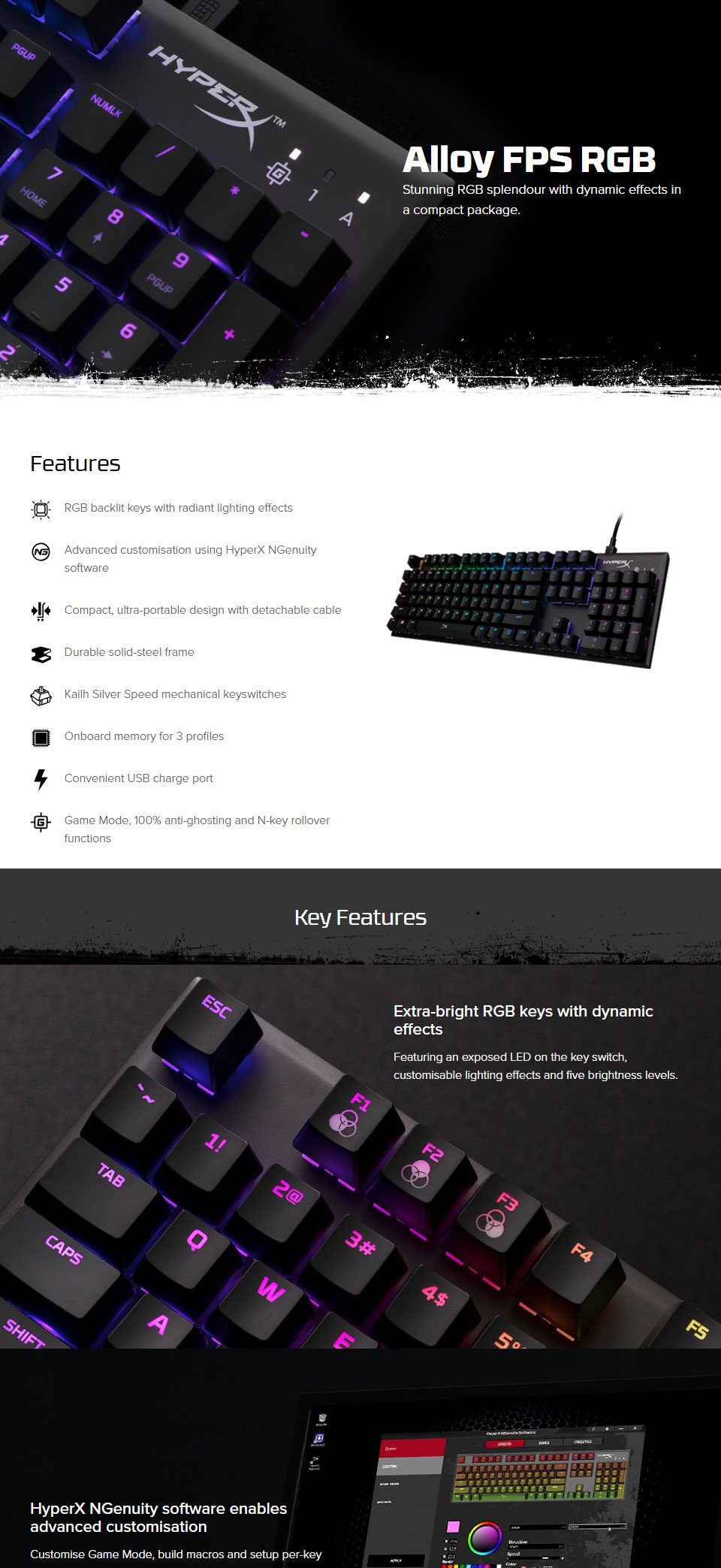 Buy HyperX Alloy FPS RGB Gaming Keyboard Speed Silver [HX-KB1SS2-US ...