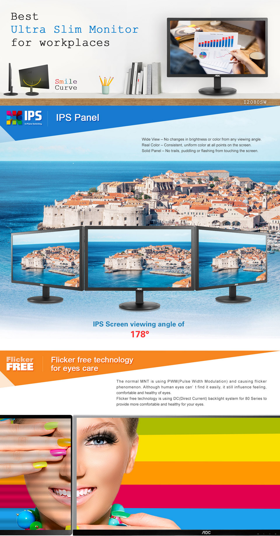 Buy AOC I2080SW 19.5in Widescreen IPS Monitor [I2080SW] | PC Case Gear ...