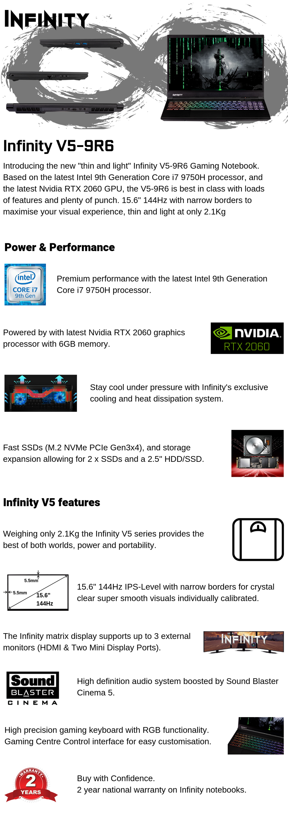 Buy Infinity V5 i7 RTX 2060 15.6in 144hz Gaming Laptop [V5-9R6-99 ...