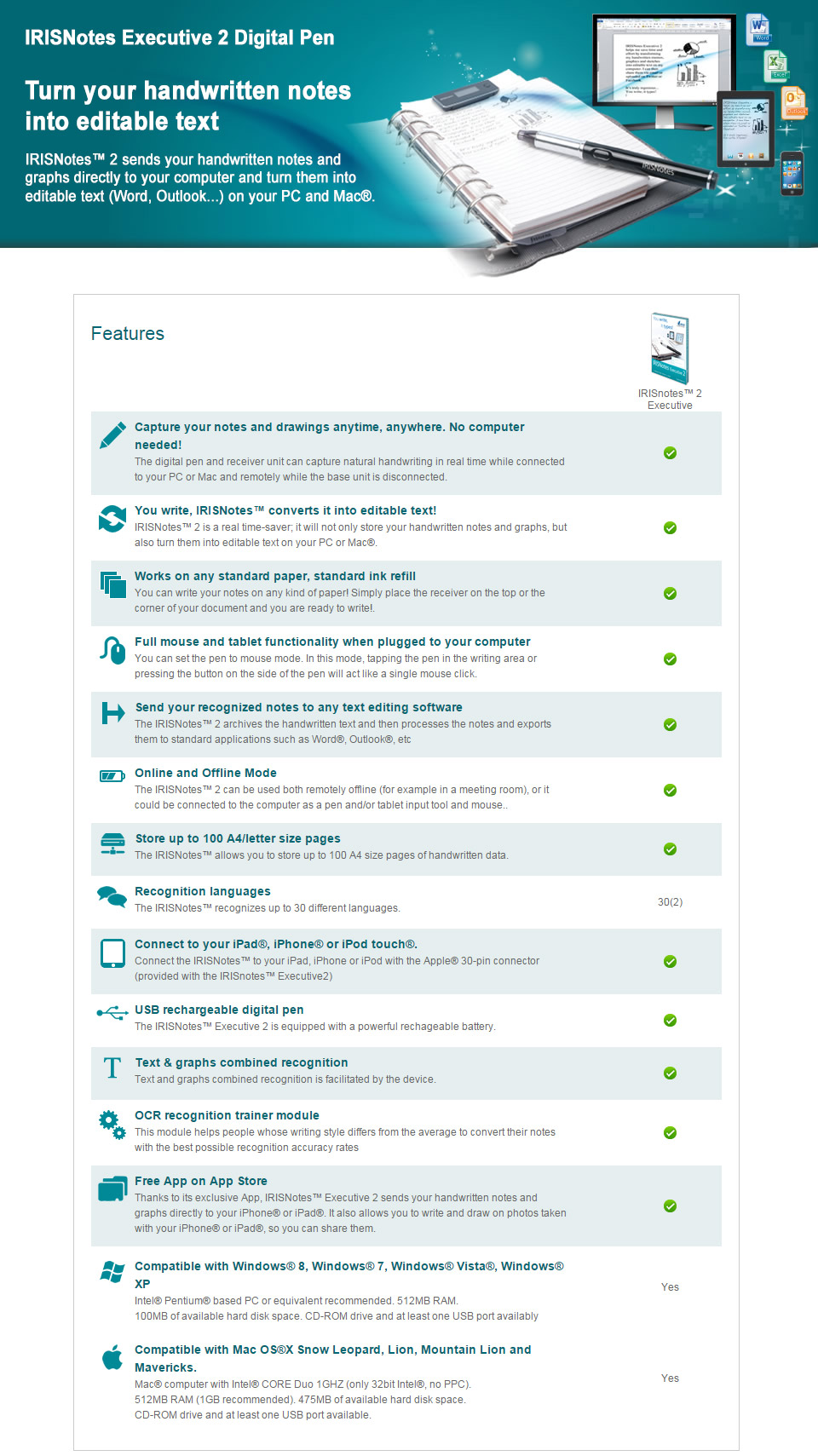 Buy IRISNotes Executive 2 Digital Pen [IRS-NOTES2-EXE] | PC Case Gear ...