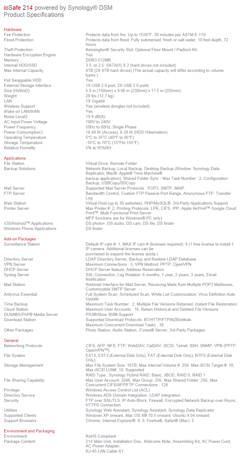 Buy ioSafe 214 Fireproof and Waterproof NAS [IS16252] | PC Case Gear ...