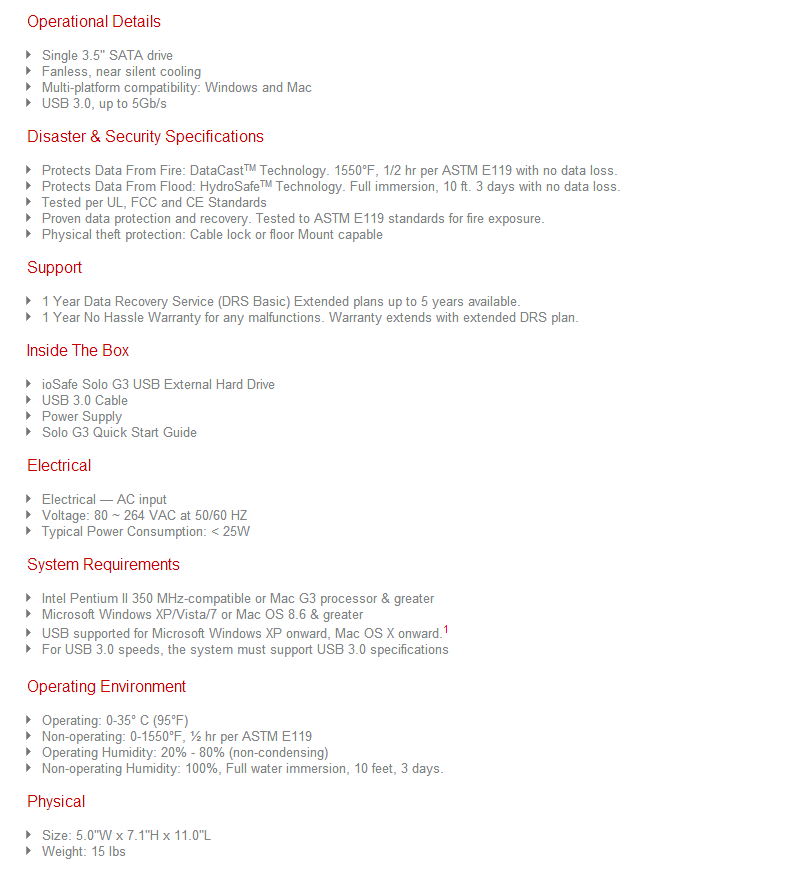 Buy ioSafe Solo G3 1TB Fireproof and Waterproof USB 3.0 HDD [IS16300 ...