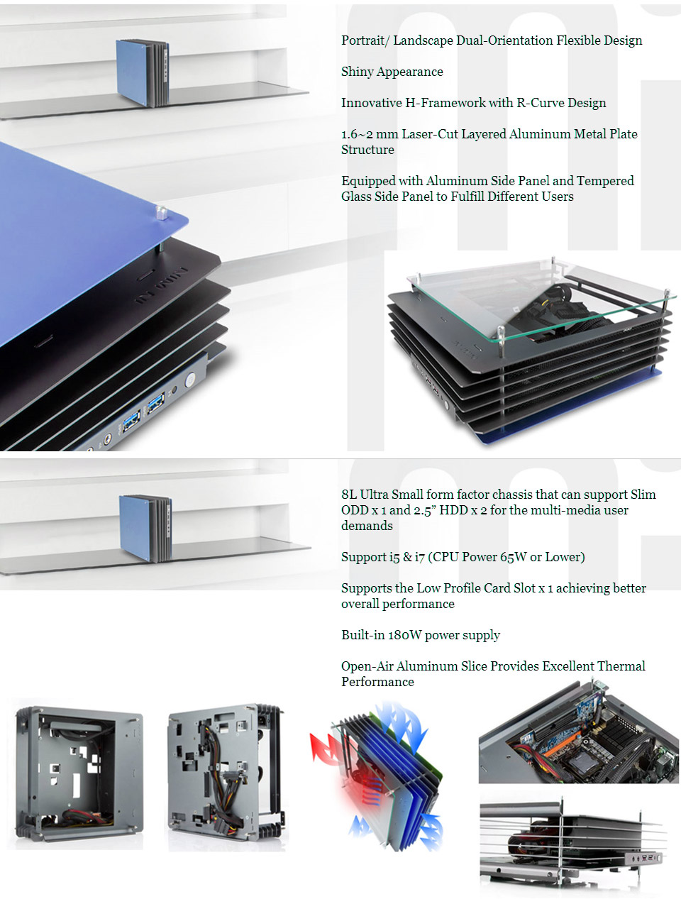 Buy In Win H-Frame Mini ITX Aluminium Case Blue [IW-HFRAME-MINI-BL ...