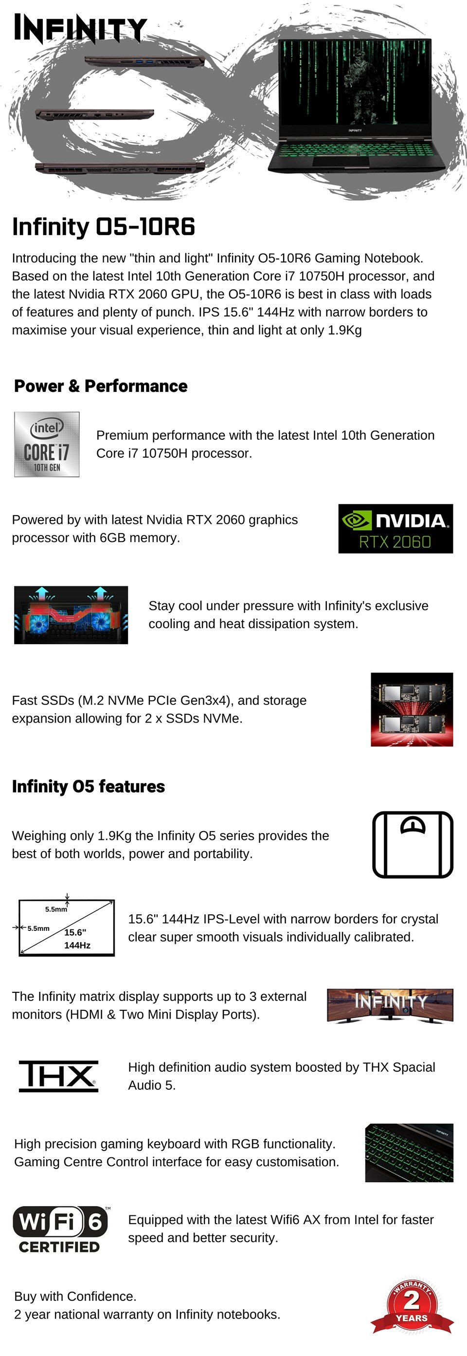 Buy Infinity O5 Core i7 RTX 2060 15.6in 144Hz Laptop [788] [INFINITY-O5 ...