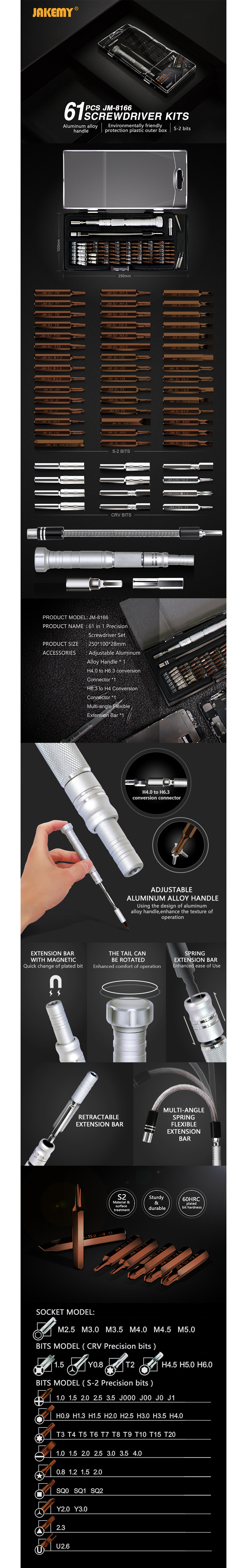 Buy Jakemy Precision Screwdriver 61 Piece Set [JM-8166] | PC Case Gear ...