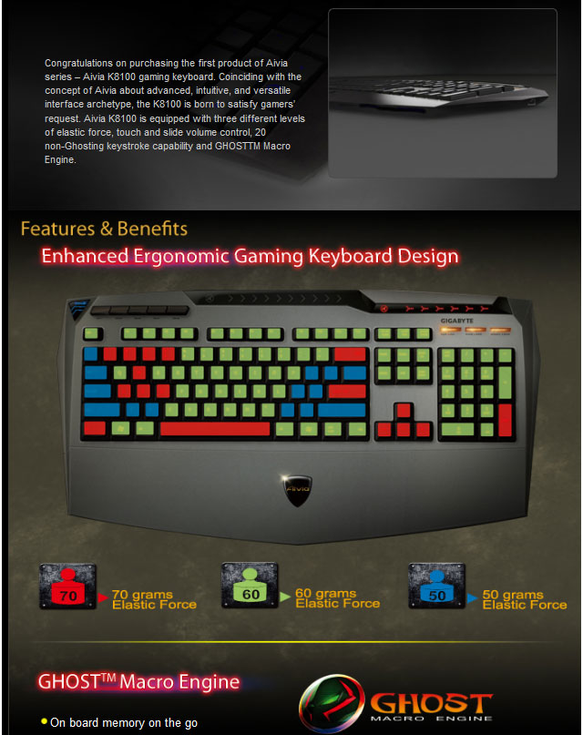 Buy Gigabyte K8100 Aivia Gaming Keyboard Red [GK-K8100-RD] | PC Case ...