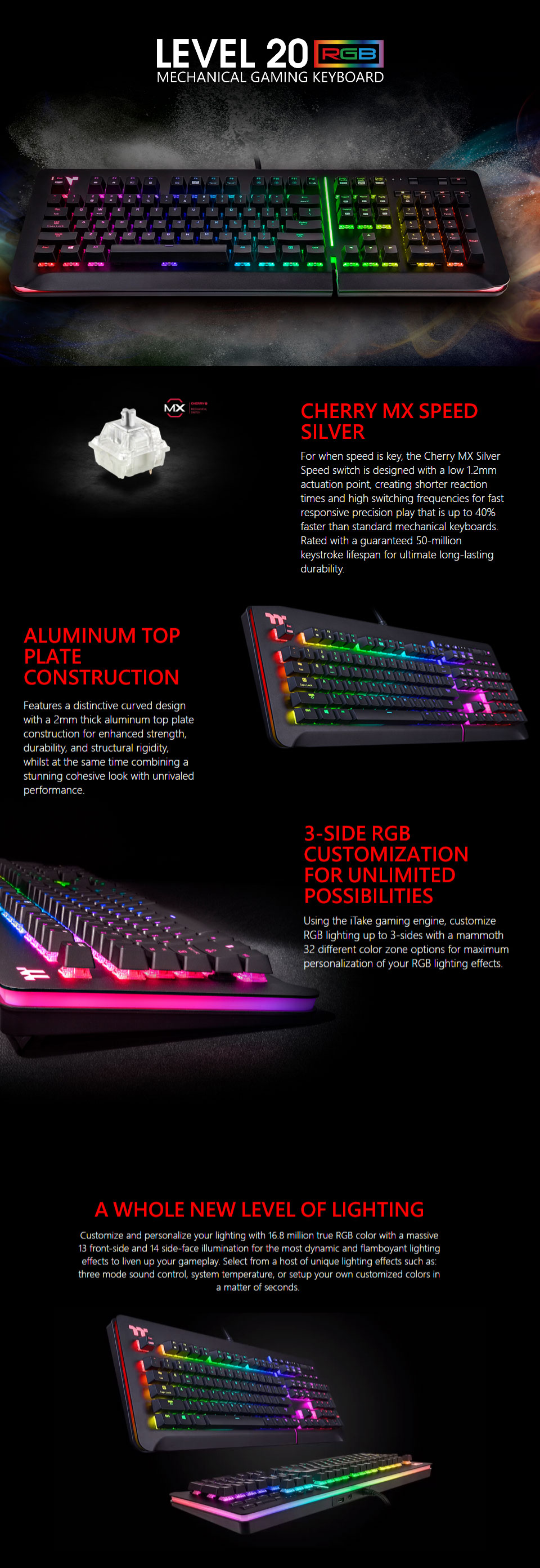 Buy Thermaltake Level 20 RGB Mech Keyboard MX Speed Silver [KB-LVT ...