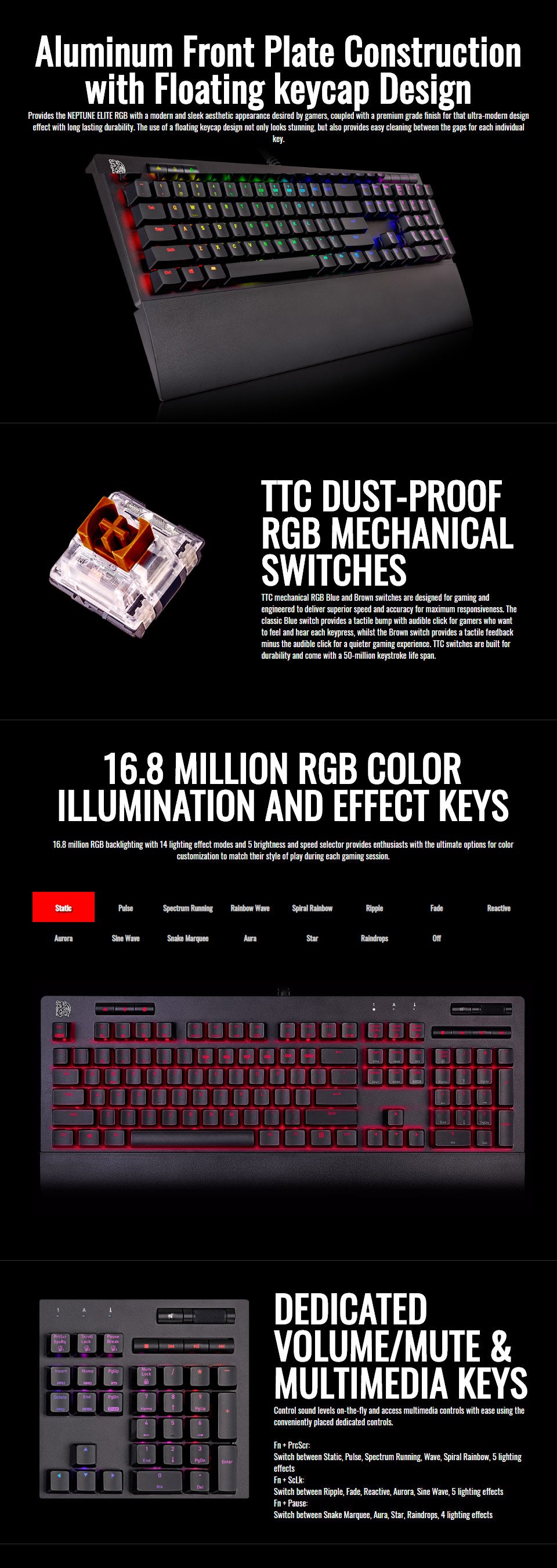 Buy Tt eSPORTS Neptune Elite RGB Keyboard TTC Brown [KB-NER-TRBRUS-01 ...