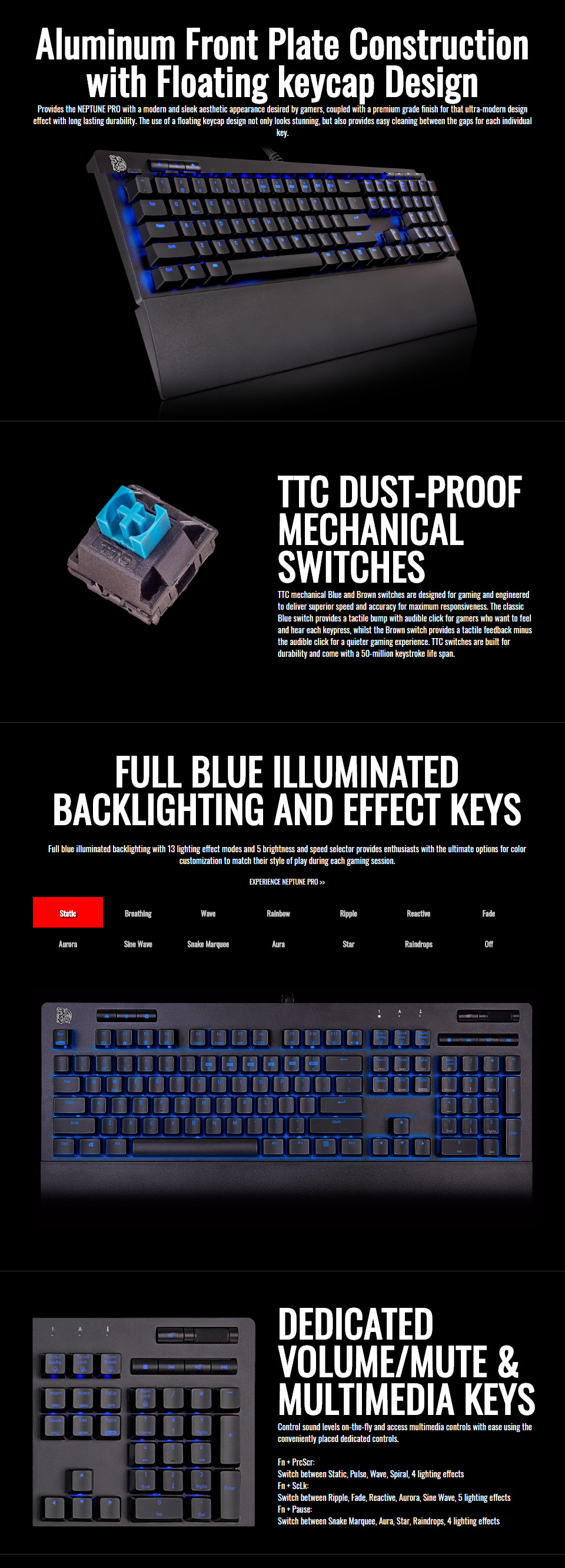 Buy Tt eSPORTS Neptune PRO Blue Gaming Keyboard [KB-NPP-TBBLUS-01] | PC ...