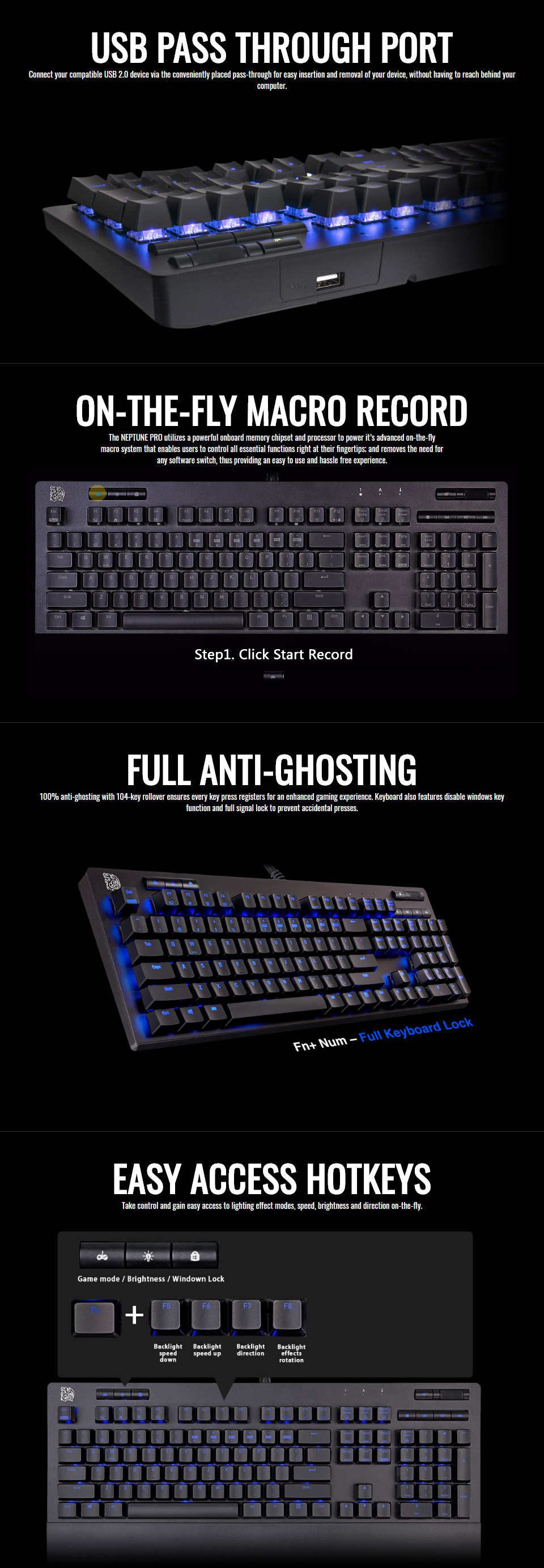 Buy Tt eSPORTS Neptune PRO Blue Gaming Keyboard [KB-NPP-TBBLUS-01] | PC ...