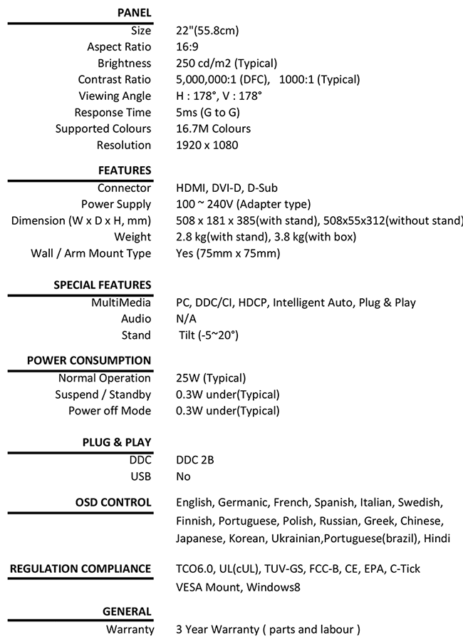 Buy LG EA53V-P 22in LED IPS Widescreen Monitor [LG-22EA53V-P] | PC Case ...